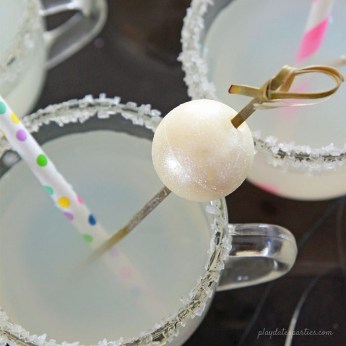 Shimmery New Year's Eve Ball Drop Mocktail Garnish