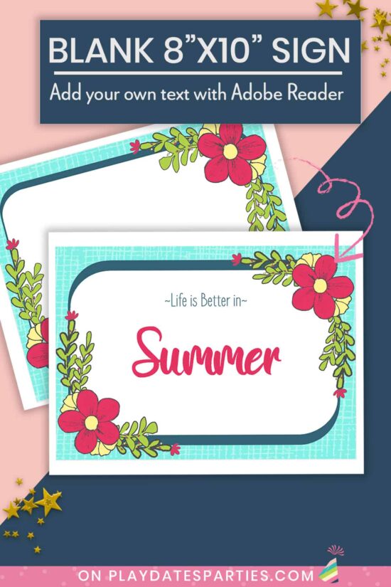 Free Blue and Pink Flower Party Printables