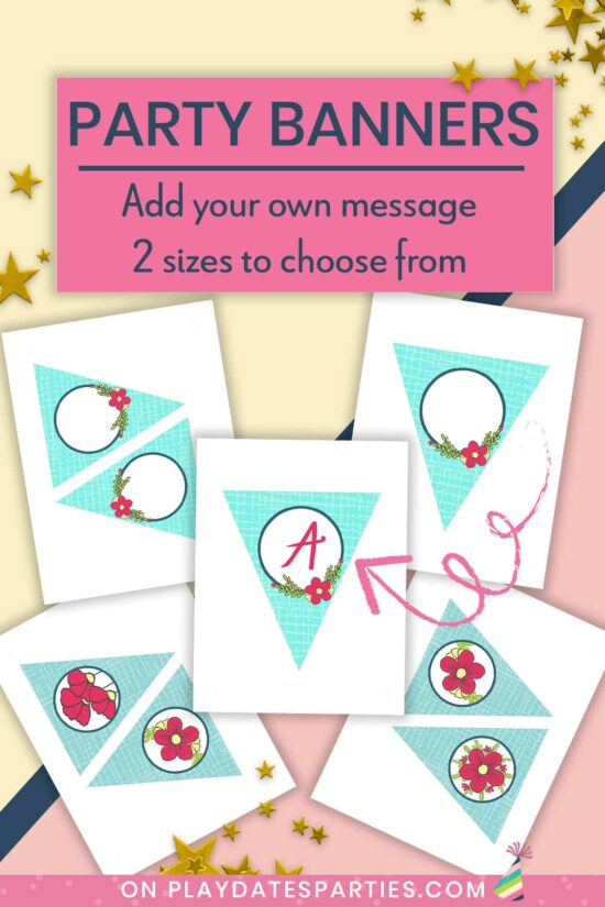Free Blue and Pink Flower Party Printables