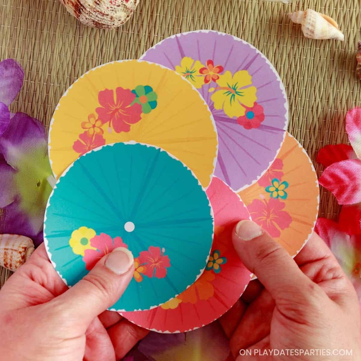 Tropical Umbrella Fruit Cup Snack Labels