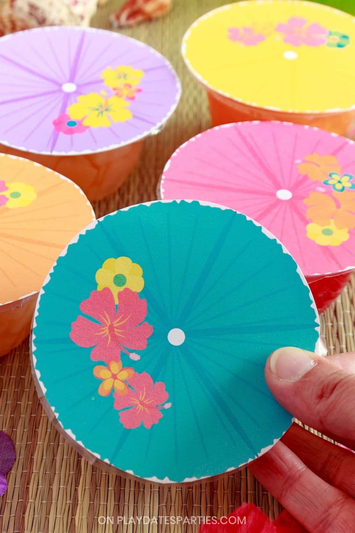 Tropical Umbrella Fruit Cup Snack Labels