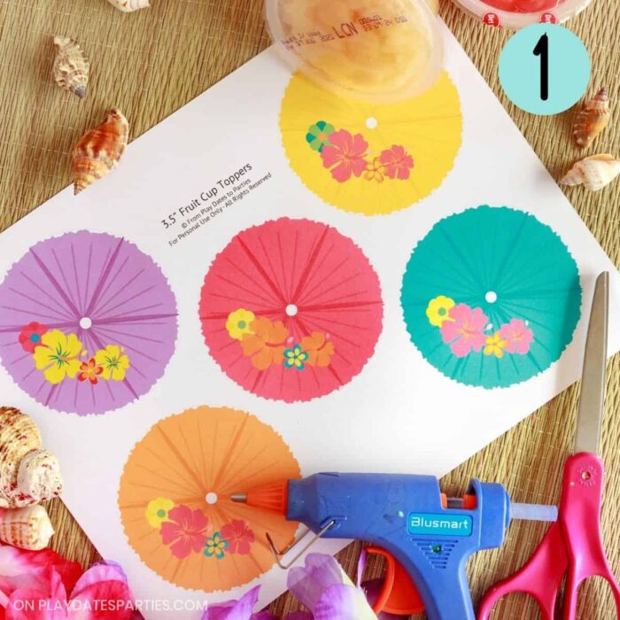 Tropical Umbrella Fruit Cup Snack Labels
