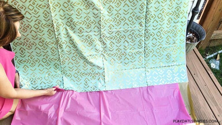 DIY Braided Plastic Tablecloth Party Backdrop