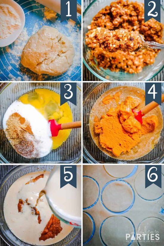 Mini Pumpkin Pies with Leaf Crusts and Praline Topping