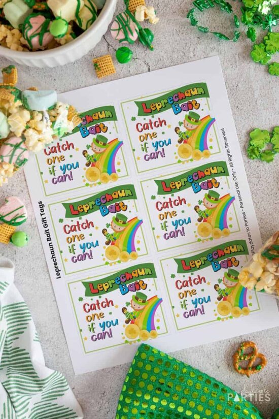 Leprechaun bait snack mix recipe (with free printable tag)