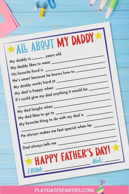 All About Dad Questionnaire (Free Printable!)