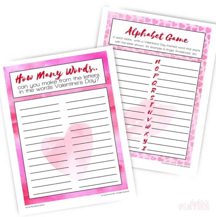 Printable Valentine's Day Games and Activities