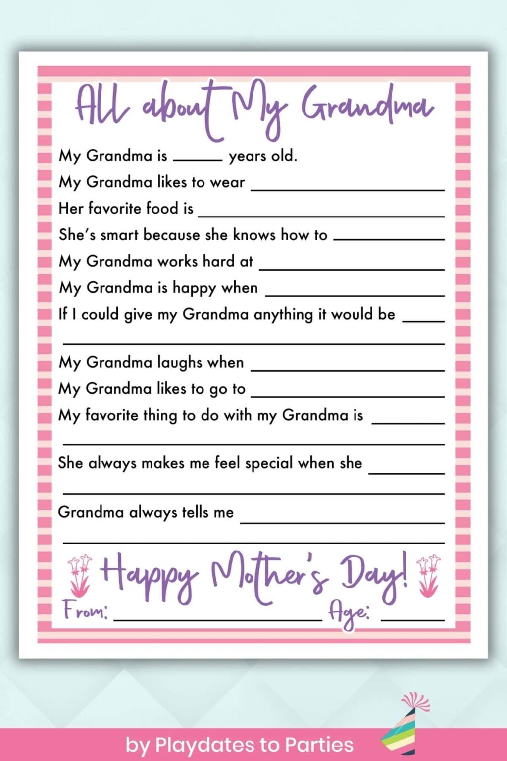 Free Printable Mother's Day Questionnaire