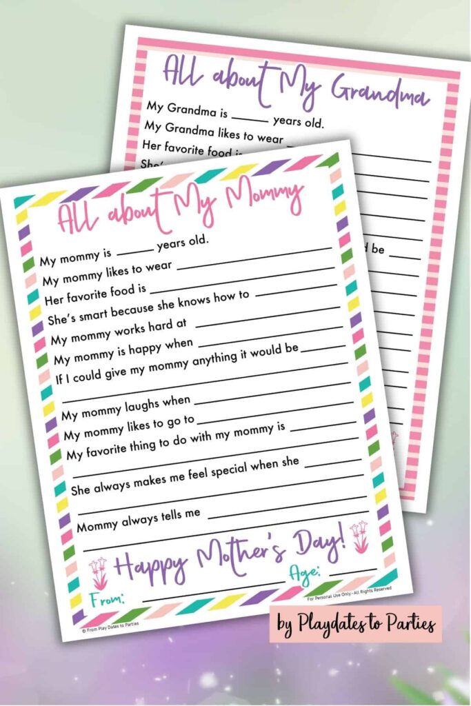 Free Printable Mother's Day Questionnaire