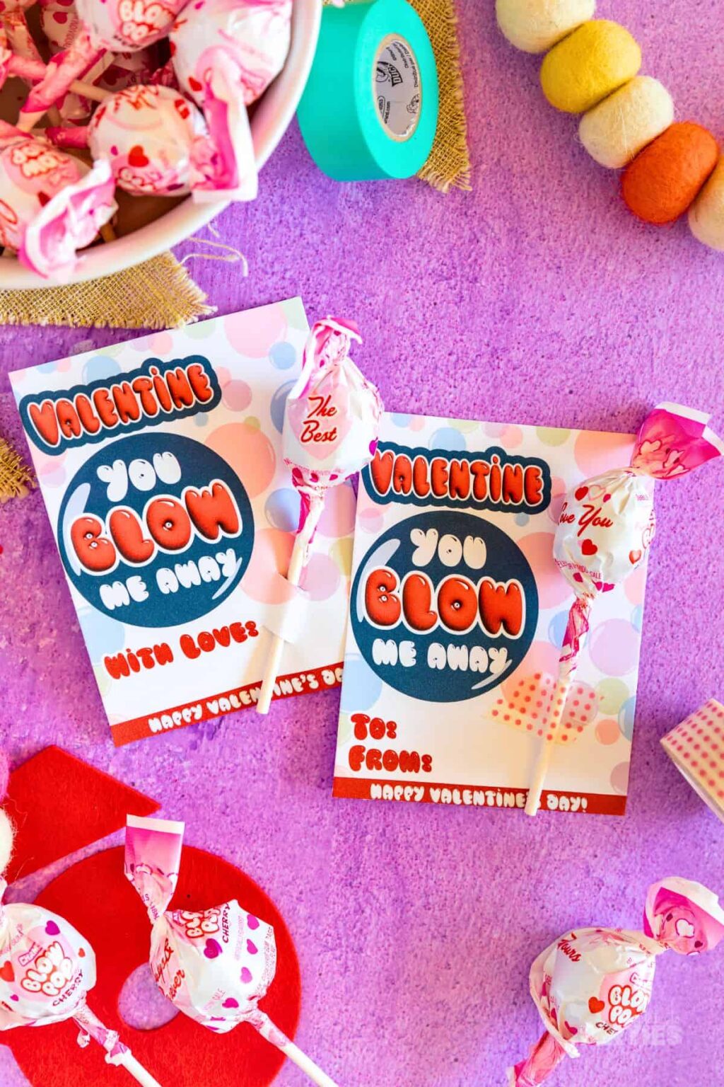 Blow Pop Valentine Cards (Free Printable)
