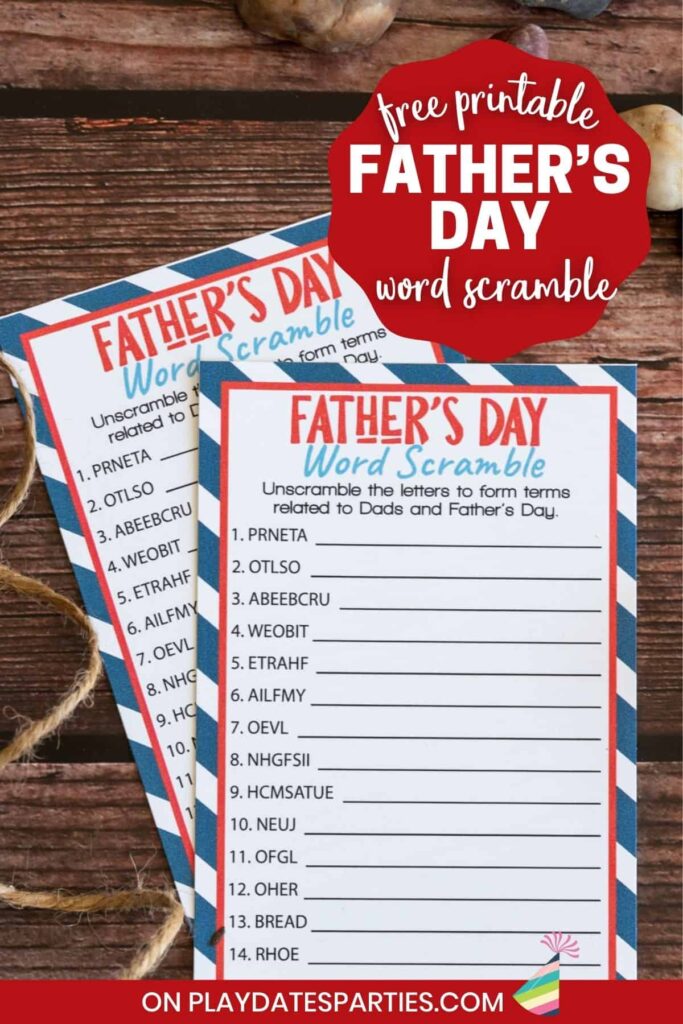 Free Printable Father's Day Word Scramble